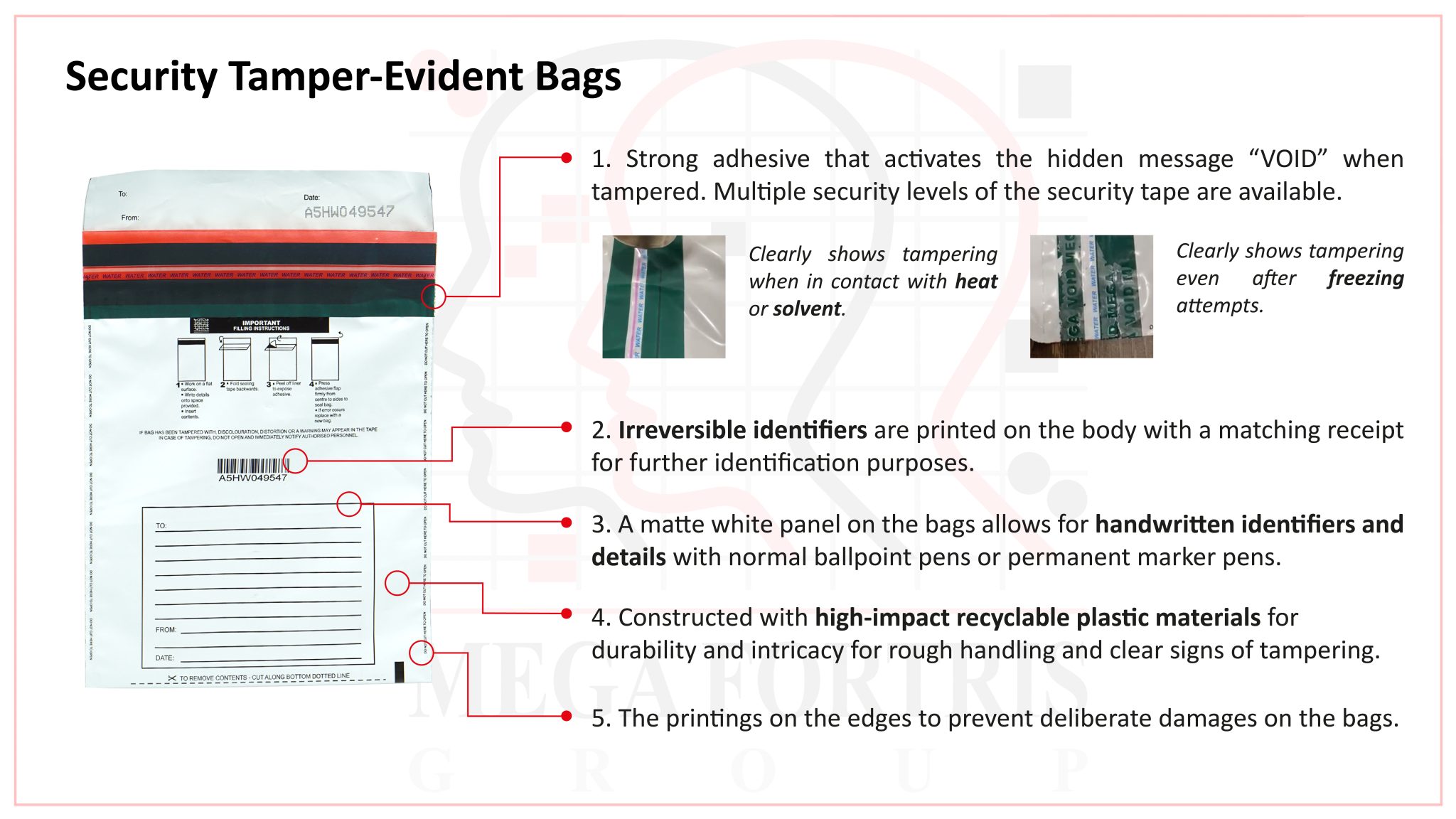 Security Tamper-Evident Bags - Mega Fortris New Zealand